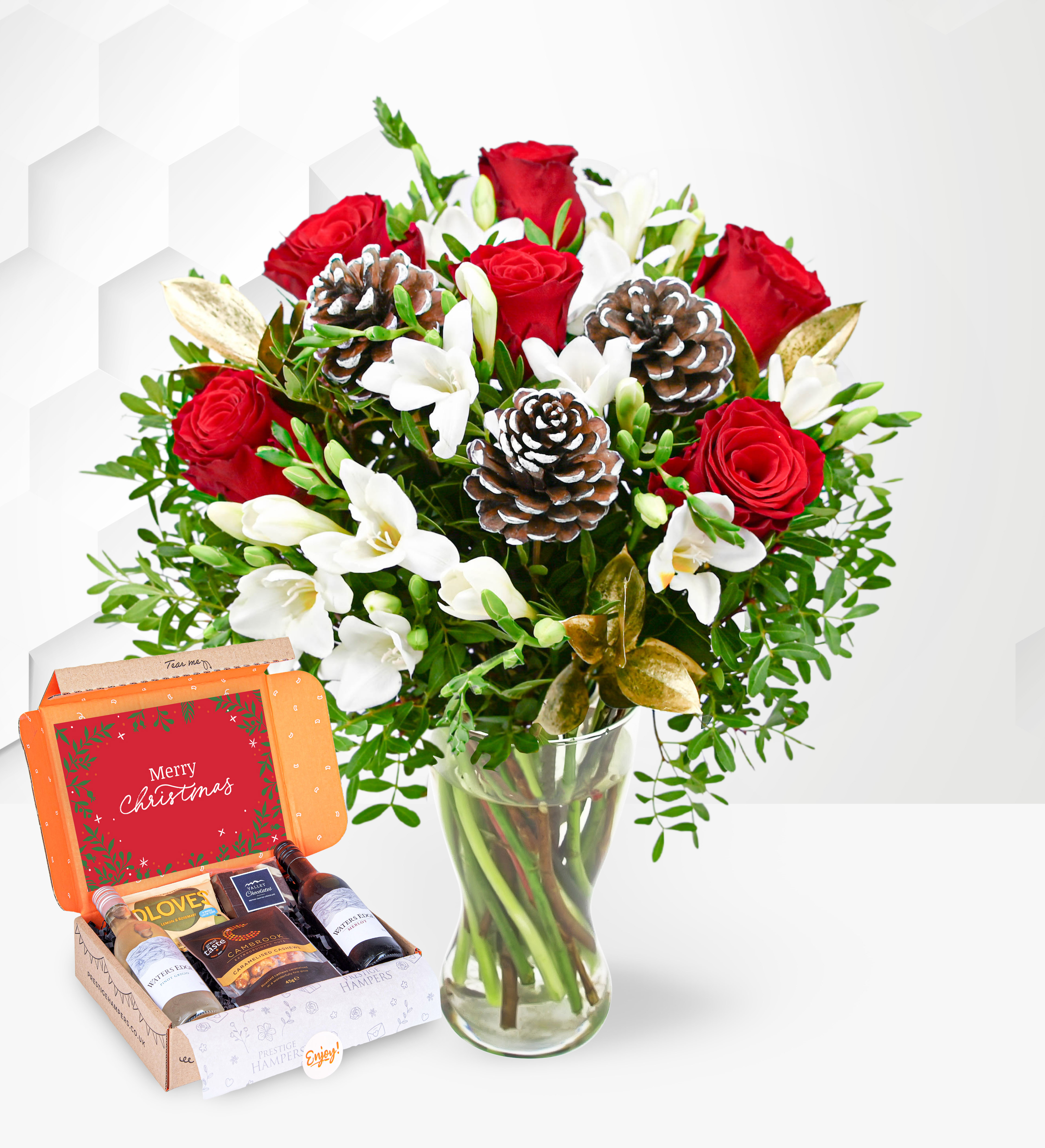 Rose, Freesia & Wine Postal | Prestige Hampers
